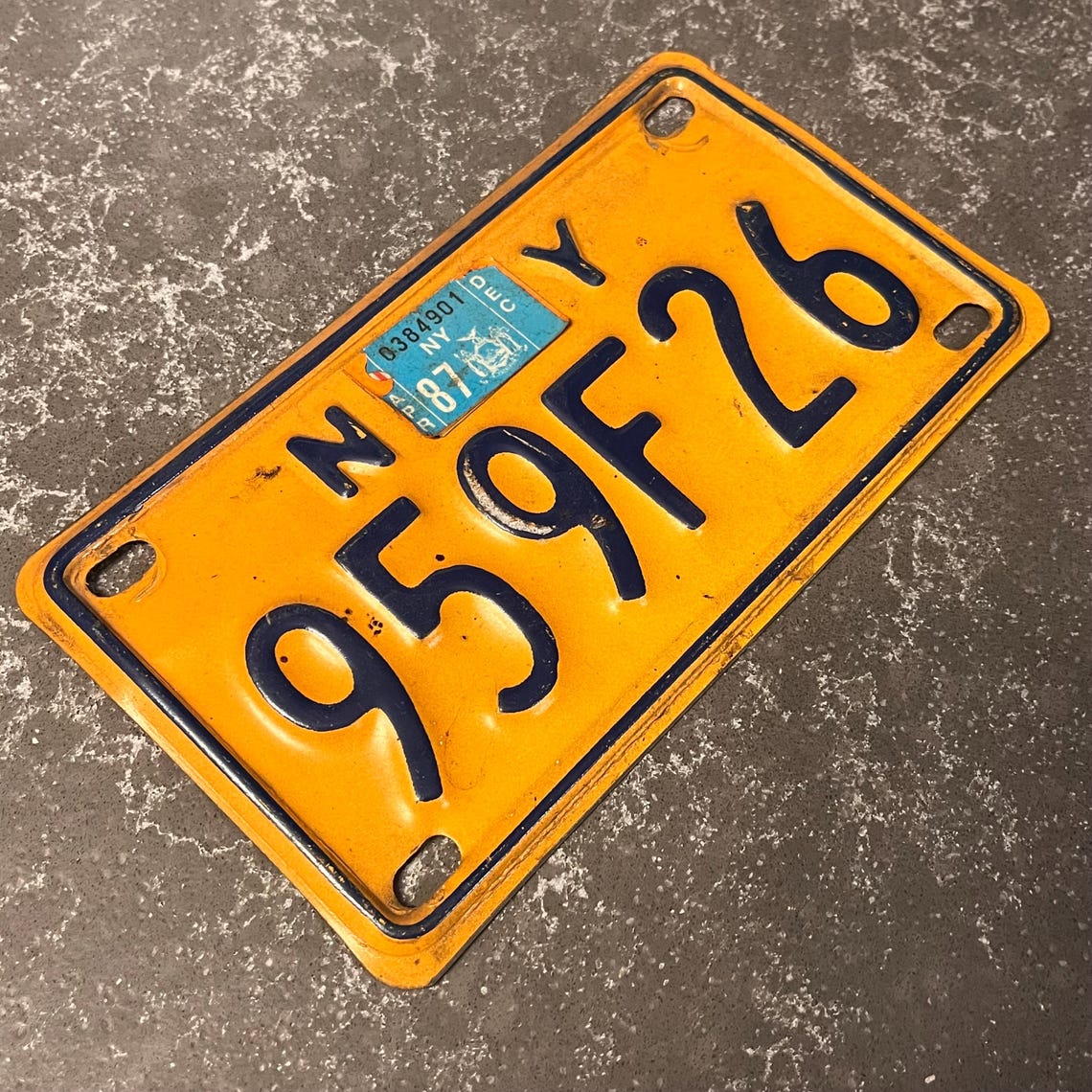 Decorative Authentic New York Motorcycle License Plate, Automotive ...