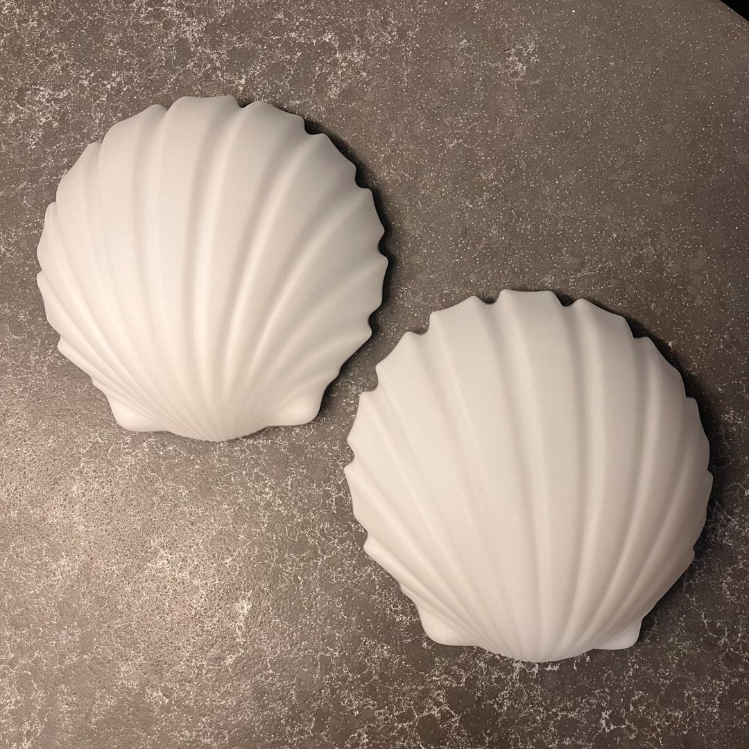 Pair of Shell Shaped Opaline Glass Wall Light Shades, Coastal Interior ...