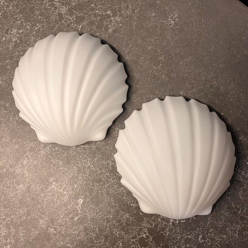 Pair of Shell Shaped Opaline Glass Wall Light Shades, Coastal Interior ...