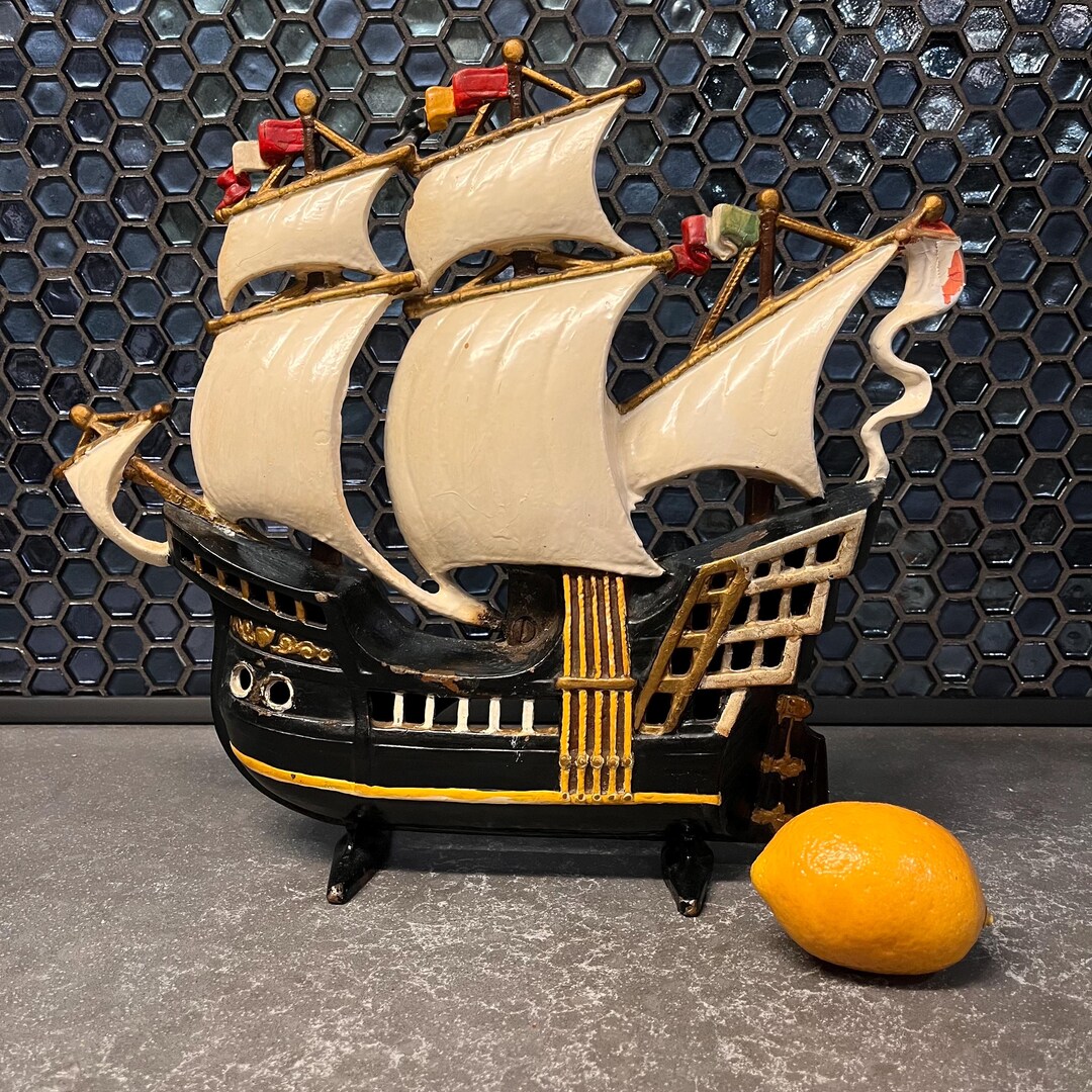 Cast Iron Galleon / Sailing Ship, Nautical Decor, Boat Decor, Cottage ...