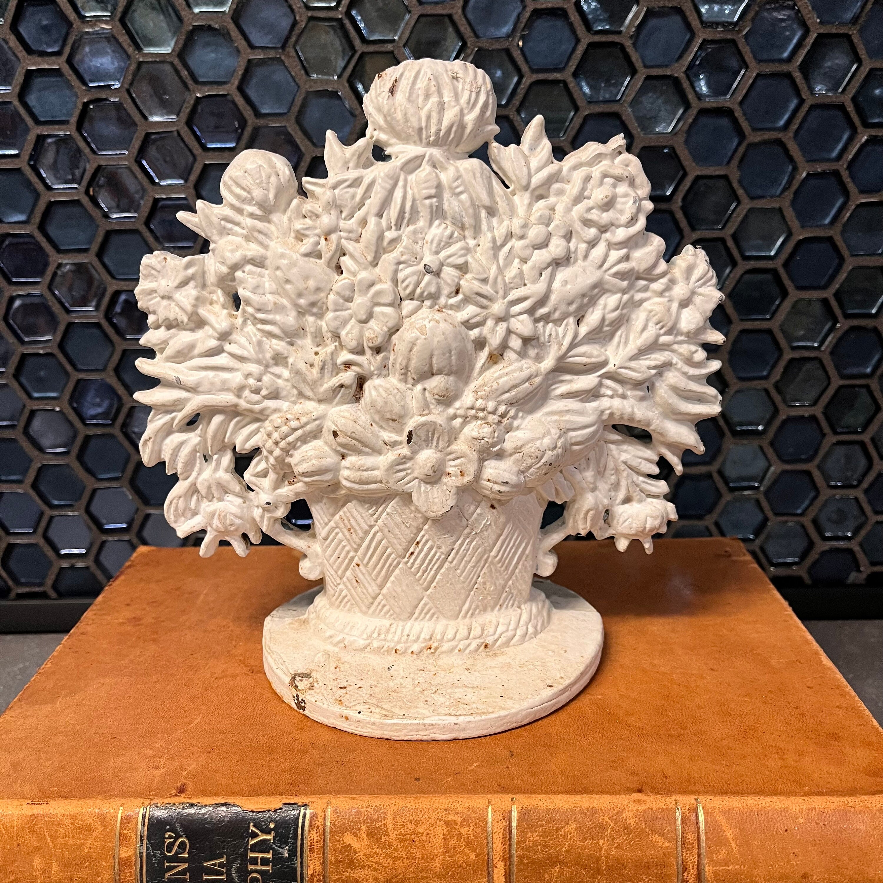 1930s Cast Iron Flower Bouquet Doorstop, Flower Decor, Shabby Chic ...