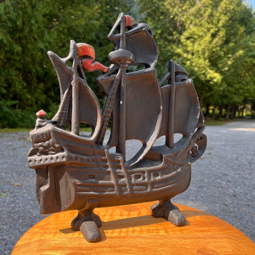 Cast Iron Galleon / Sailing Ship Doorstop, Nautical Decor, Boat Decor ...