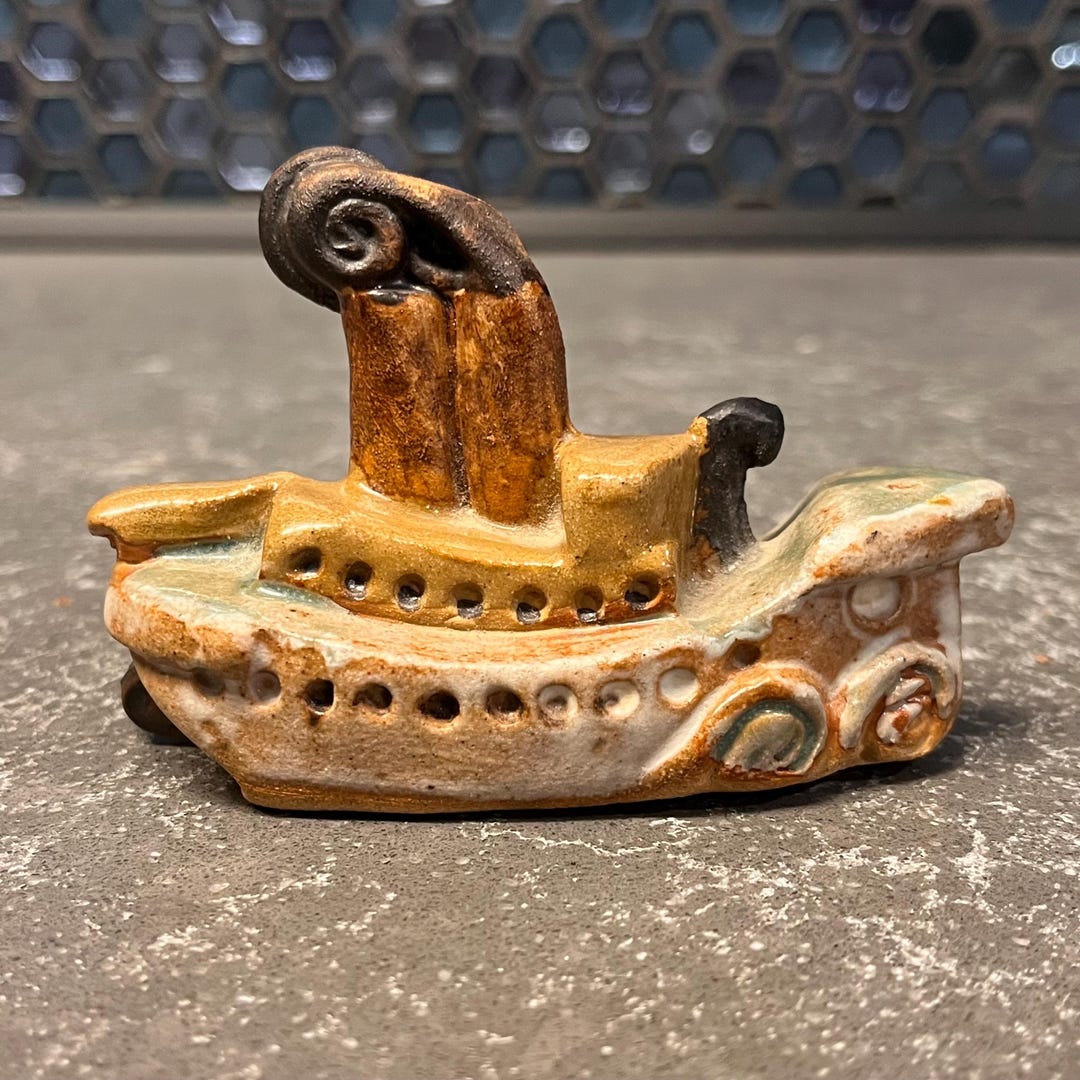 1970s Tremar Pottery Tugboat Sculpture, UK, Coastal/nautical Decor ...