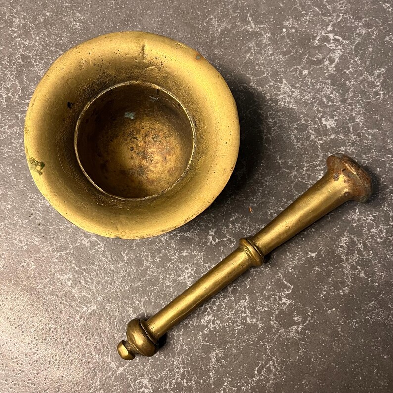 Solid Brass Mortar & Pestle, Kitchen Decor, Brass Decor, Apothecary ...