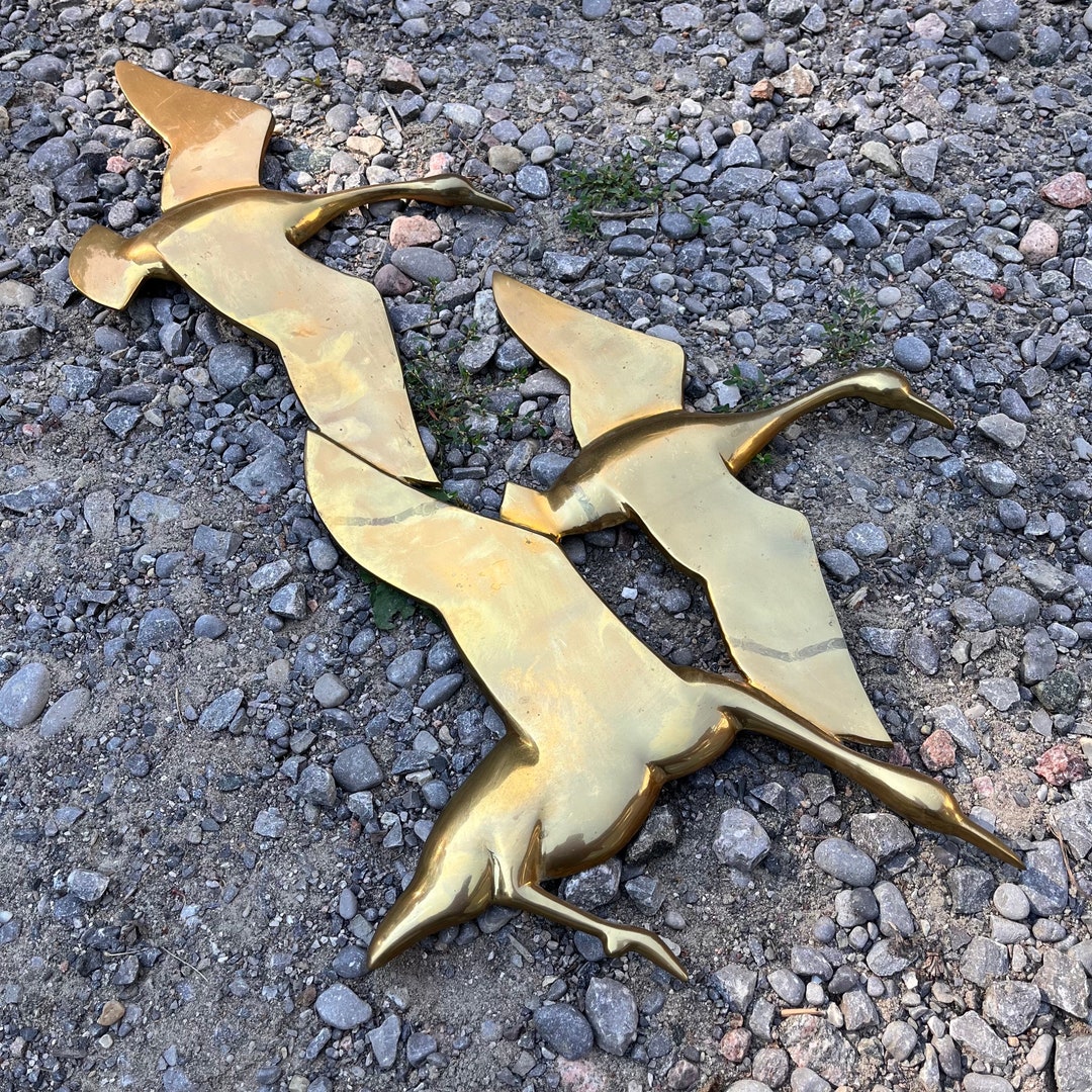 Large Brass Flying Seagull Wall Hanging, Coastal Decor, Beach House ...