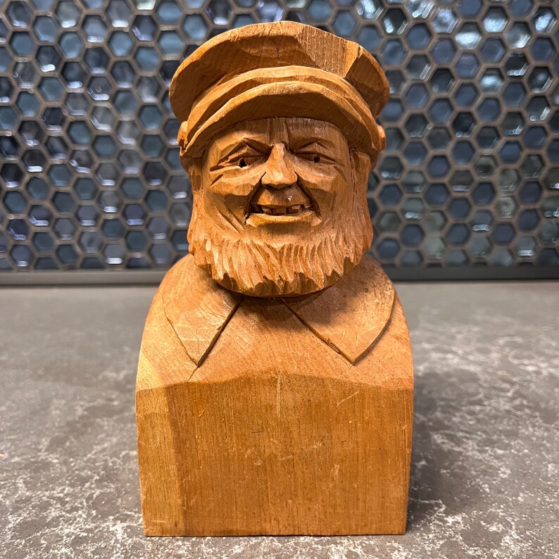 Hand Carved Sea Captain Bust Sculpture, Nautical Decor, Coastal Decor ...
