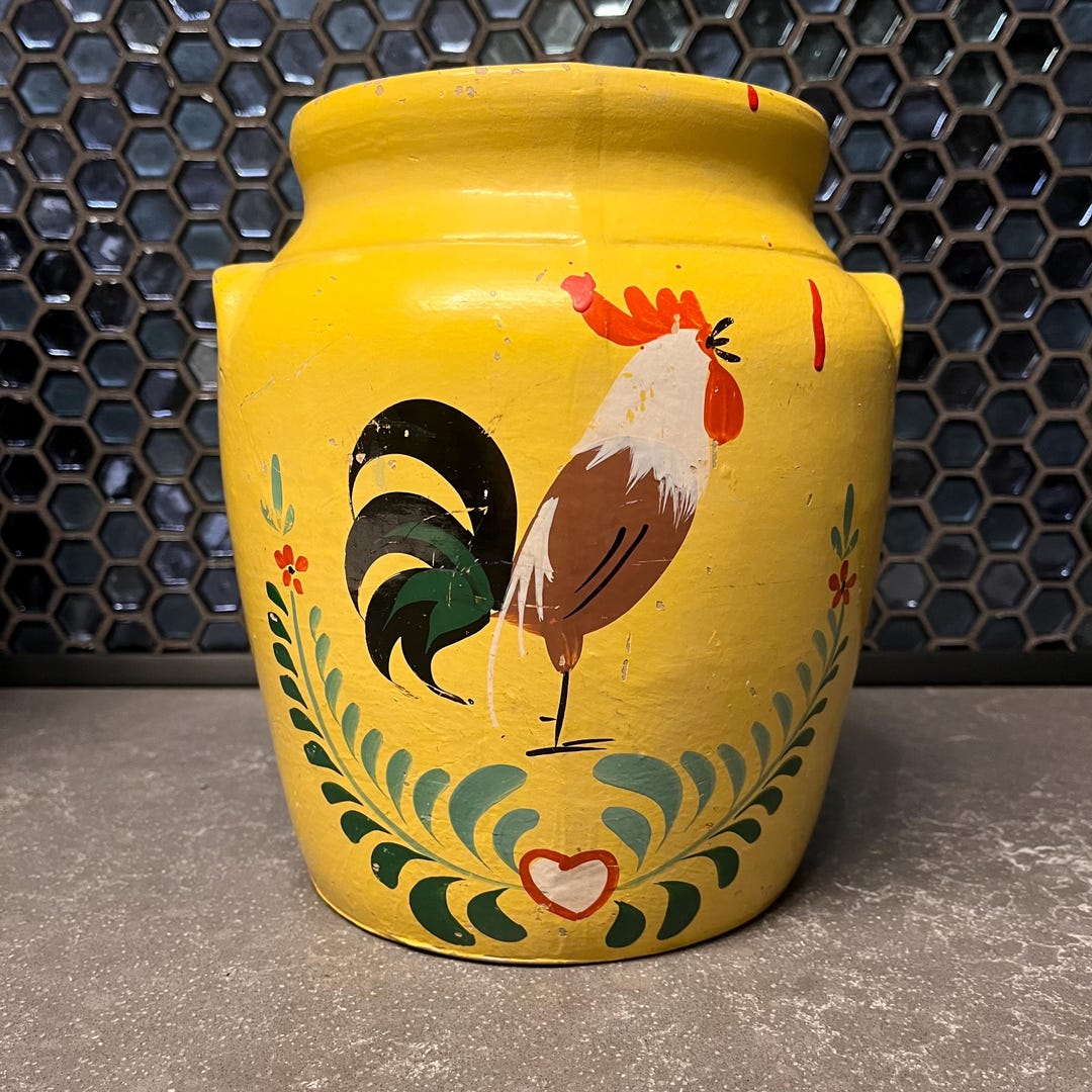 Hand Painted Ransburg Stoneware Rooster Cookie Jar, Kitchen Decor ...