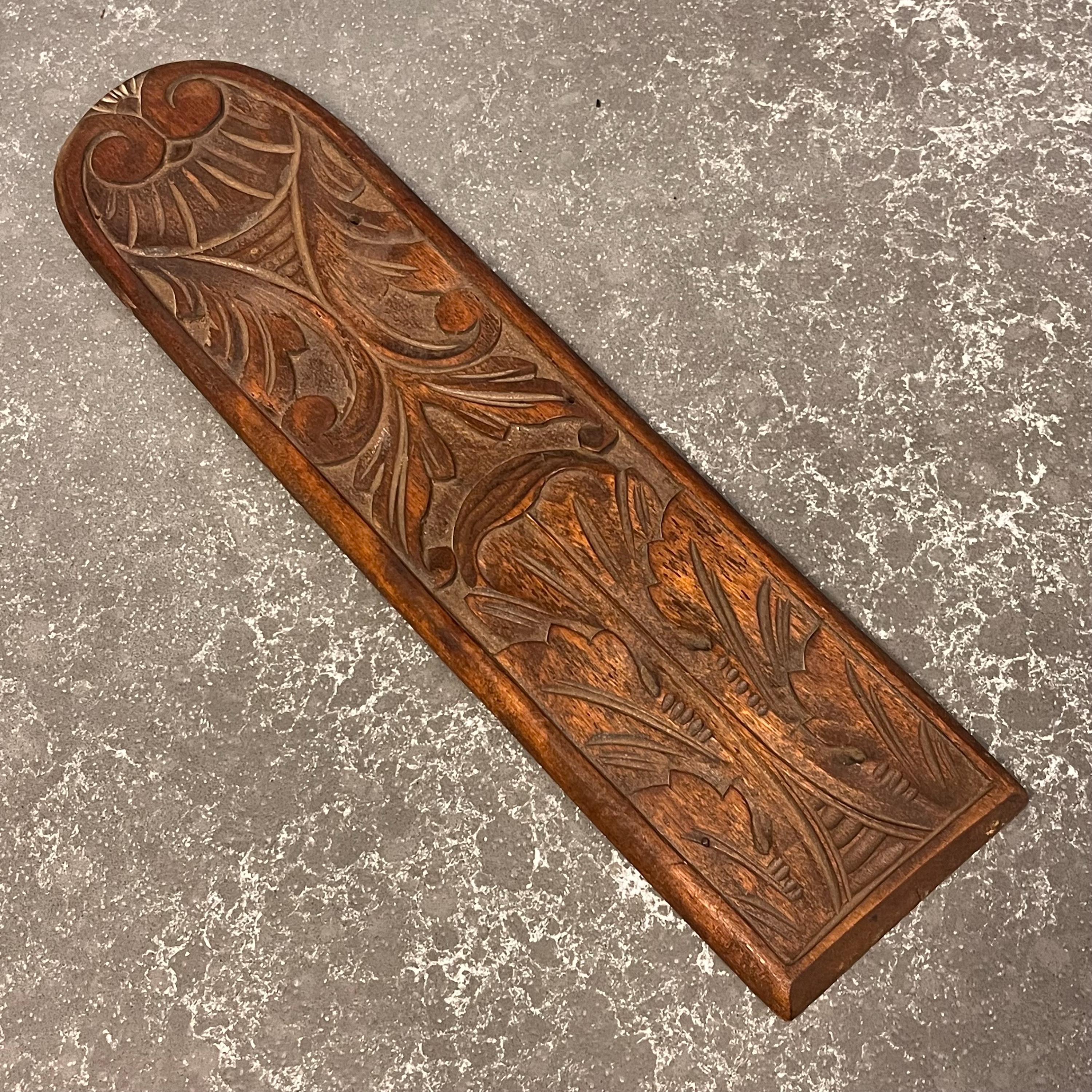 Hand Carved Art Nouveau Wooden Panel, Mangle Board, Architectural Decor ...