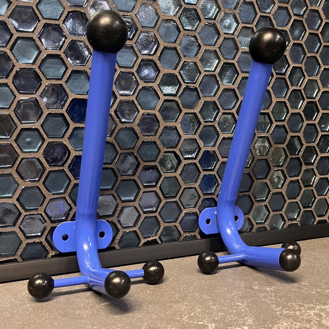Pair of 1980s Blue Memphis Style Wall Mount Atomic Coat Rack W/ Ball ...