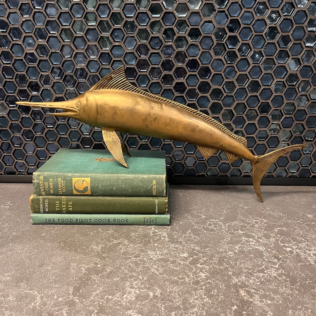 Brass Swordfish Sculpture, Coastal Decor, Brass Sculpture, Coastal ...