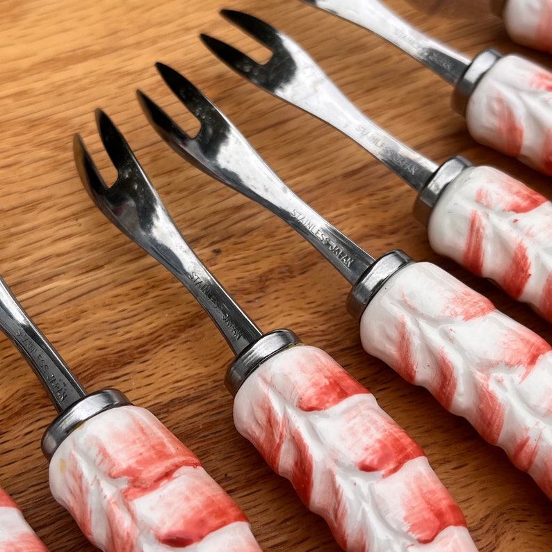 Set of 8 Shrimp Cocktail Forks, Bar Cart, Barware, Coastal / Nautical ...