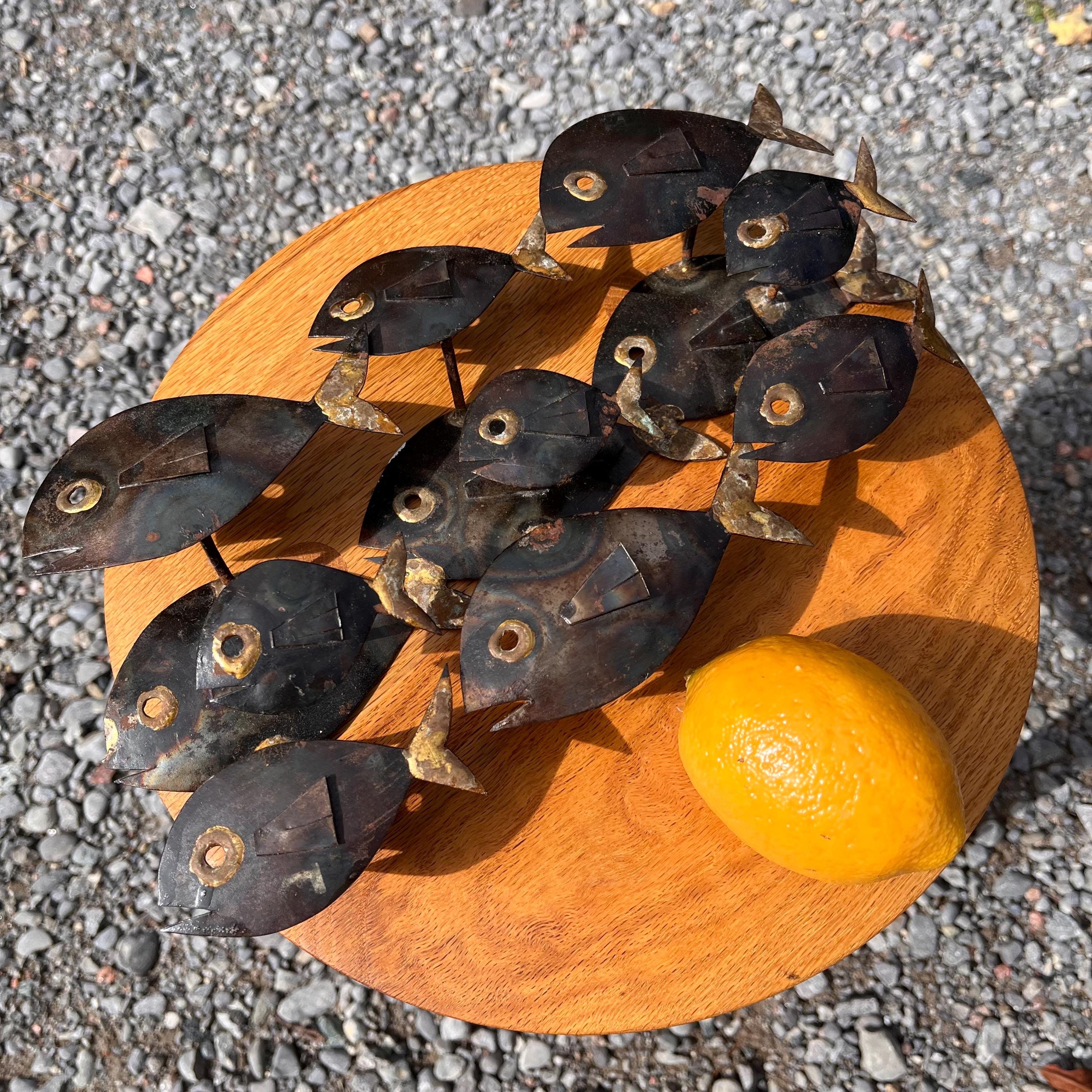 Brutalist Welded Metal Fish Wall Sculpture, Coastal, Nautical, Aquarium ...