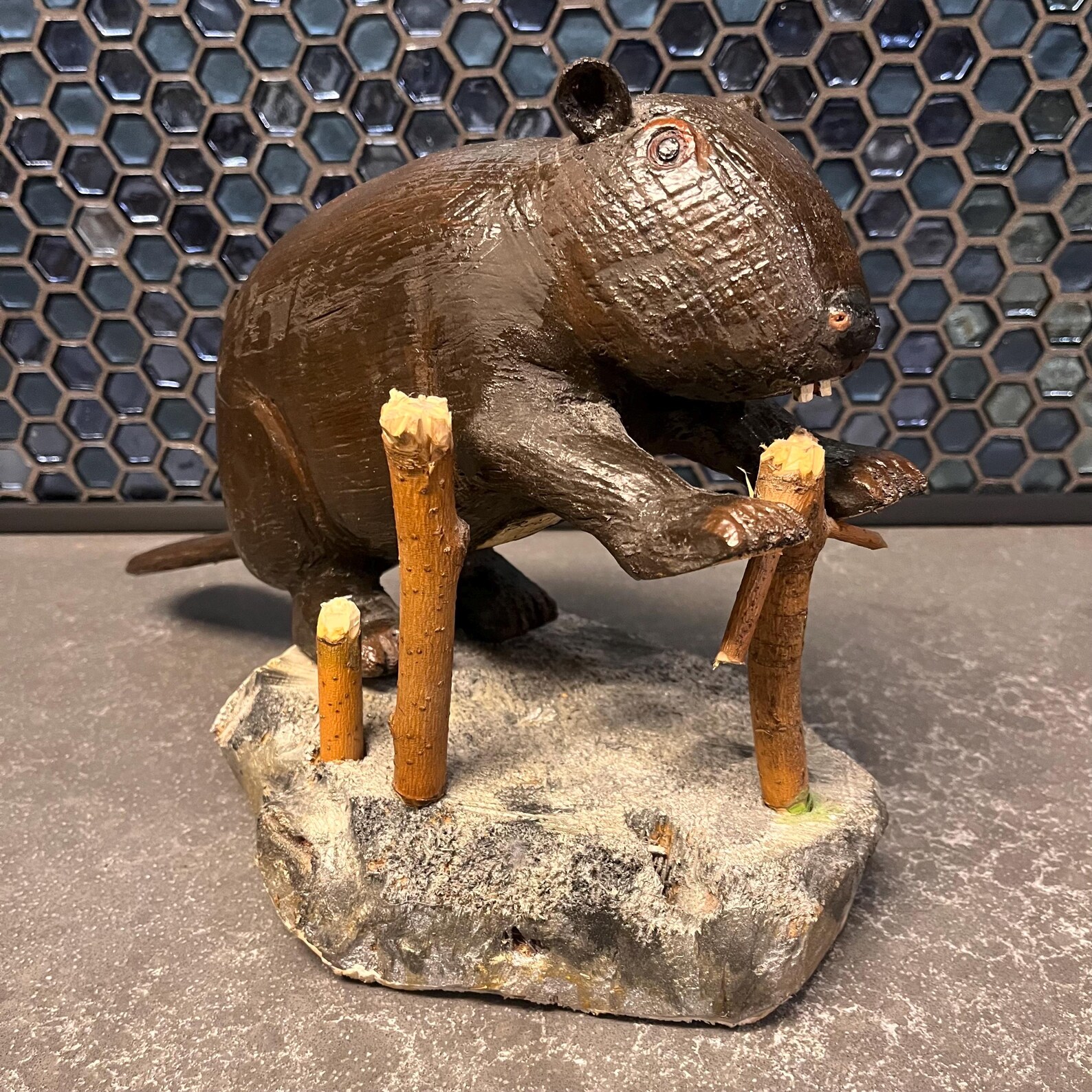 Folk Art Beaver Sculpture by Berchmans Charest, La Mauricie, Quebec ...