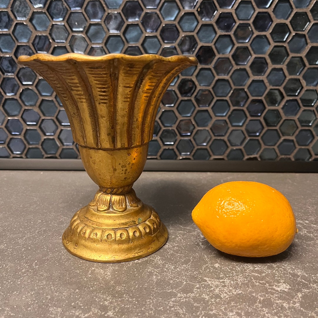 Solid Cast Brass Fluted Vase / Urn / Planter, Brass Decor, Champagne ...