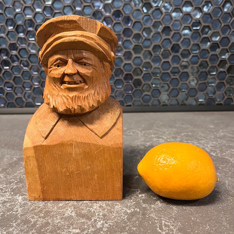 Hand Carved Sea Captain Bust Sculpture, Nautical Decor, Coastal Decor ...