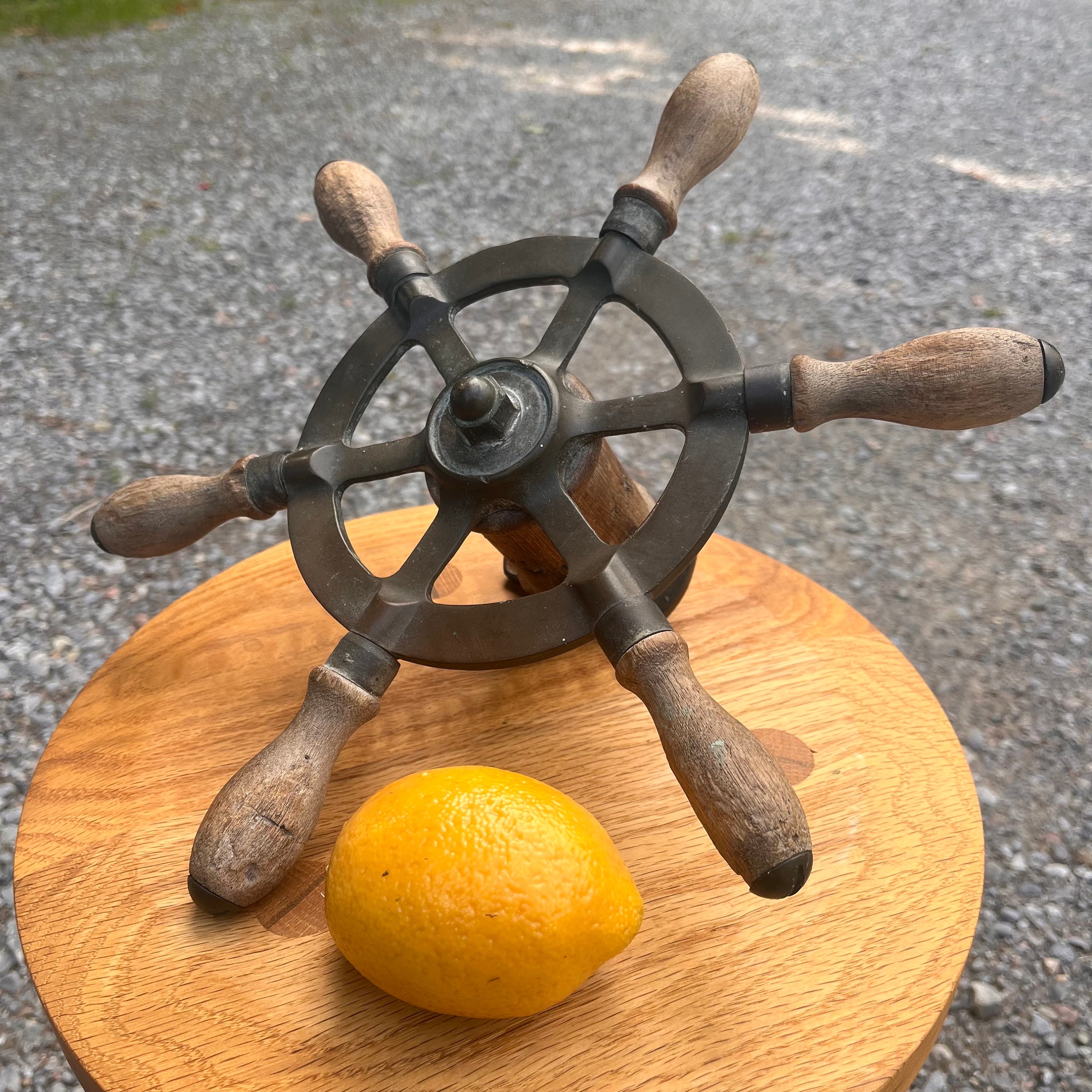 Brass + Wood Wall Mounted Maritime Ship Wheel, Coastal Interior ...