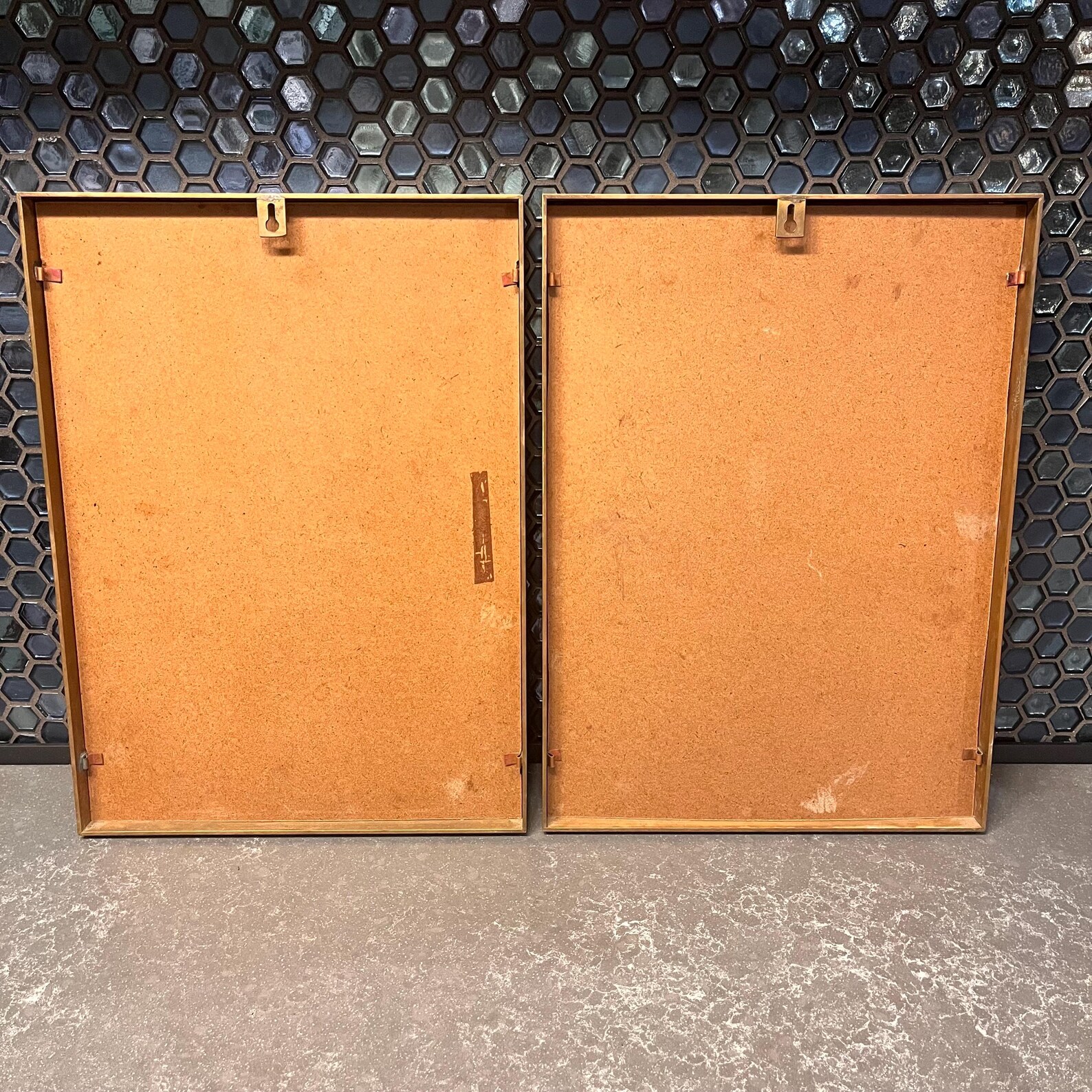 Pair of Rectangular Mcm Solid Brass Wall Mirrors, Bathroom Decor, Brass ...