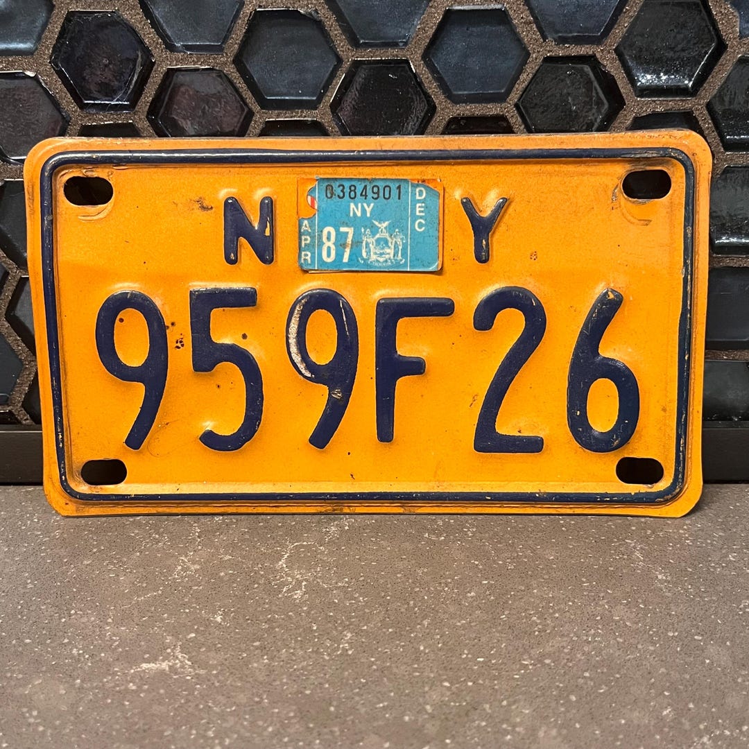 Decorative Authentic New York Motorcycle License Plate, Automotive ...