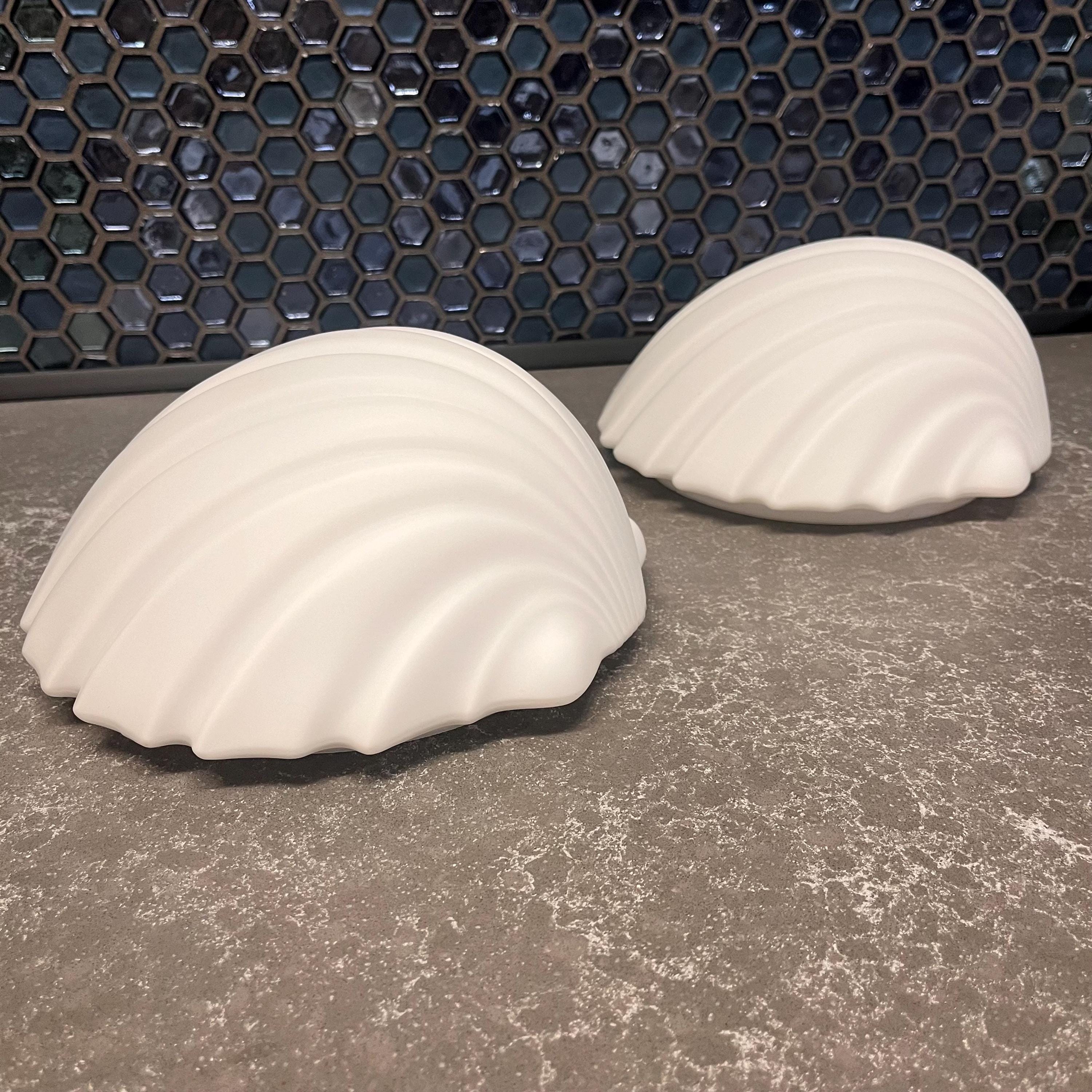 Pair of Shell Shaped Opaline Glass Wall Light Shades, Coastal Interior ...