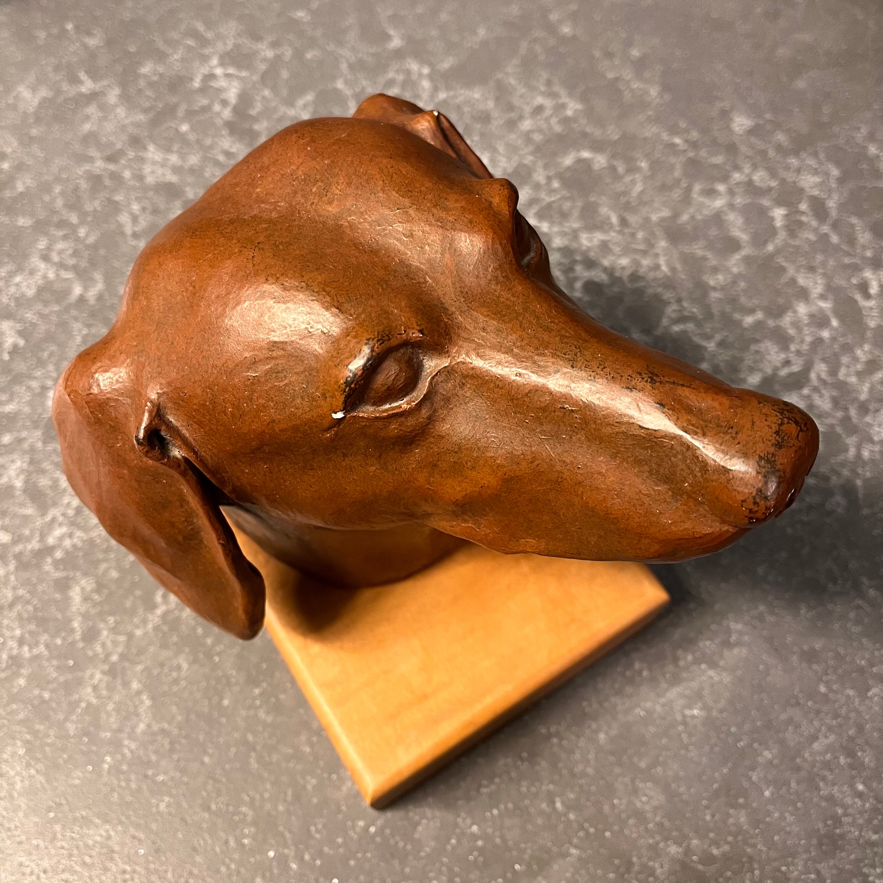 1970s Life Size Ceramic Dachshund Weiner Dog Bust Sculpture on Wood ...