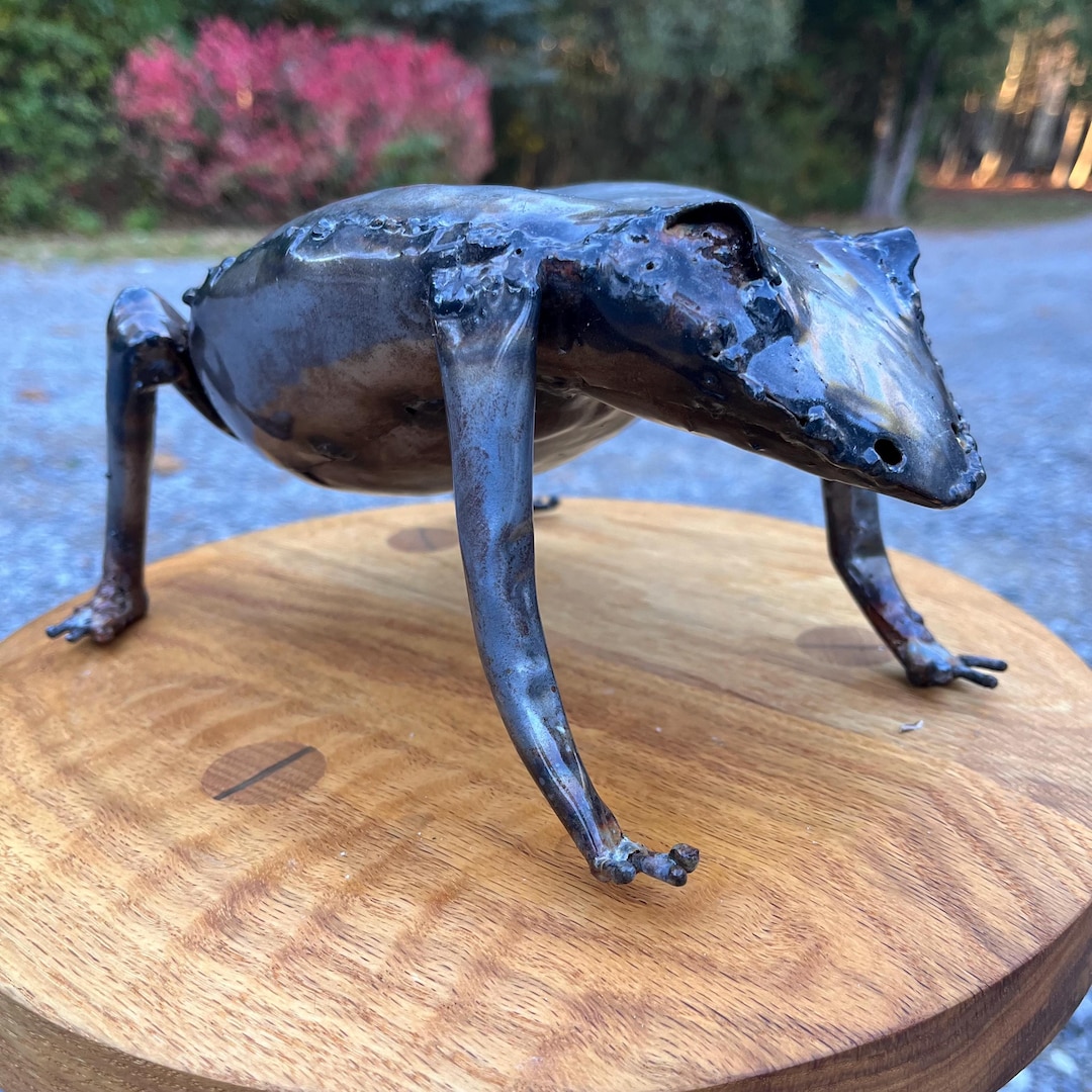 Welded Metal Frog Sculpture, Brutalist, Toad, Garden Decor, Handmade ...