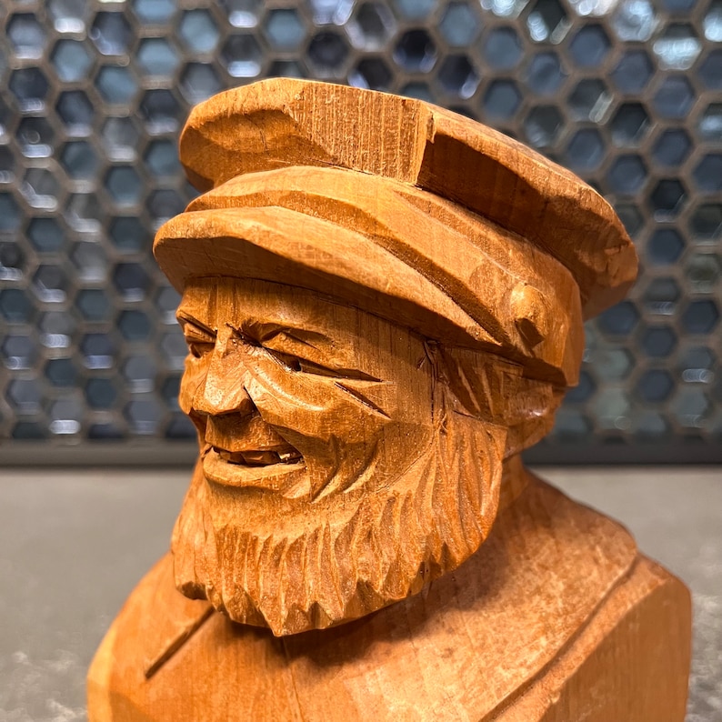 Hand Carved Sea Captain Bust Sculpture, Nautical Decor, Coastal Decor ...