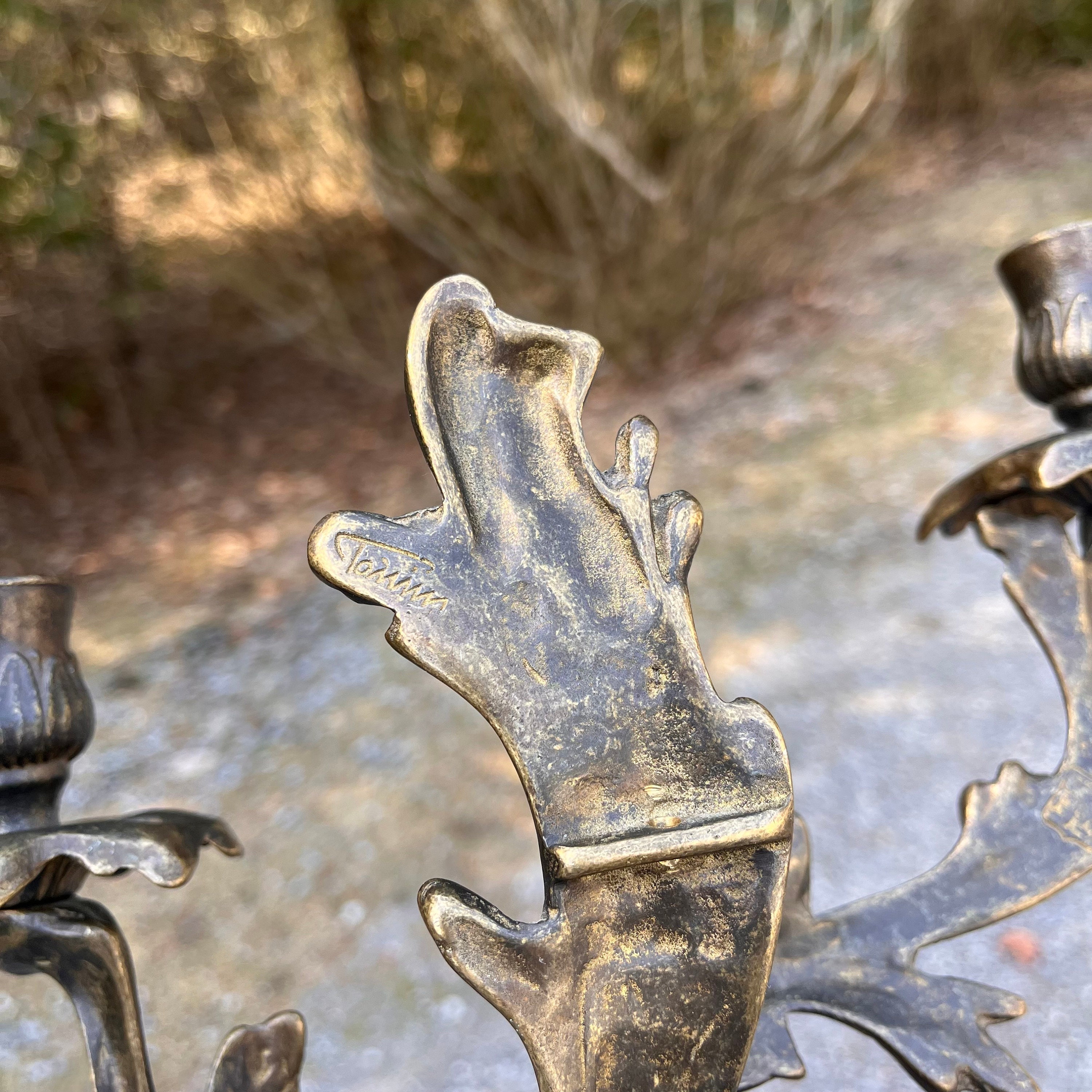 1970s Solid Brass Rococo Style Two Arm Florentine Candle Wall Sconce ...