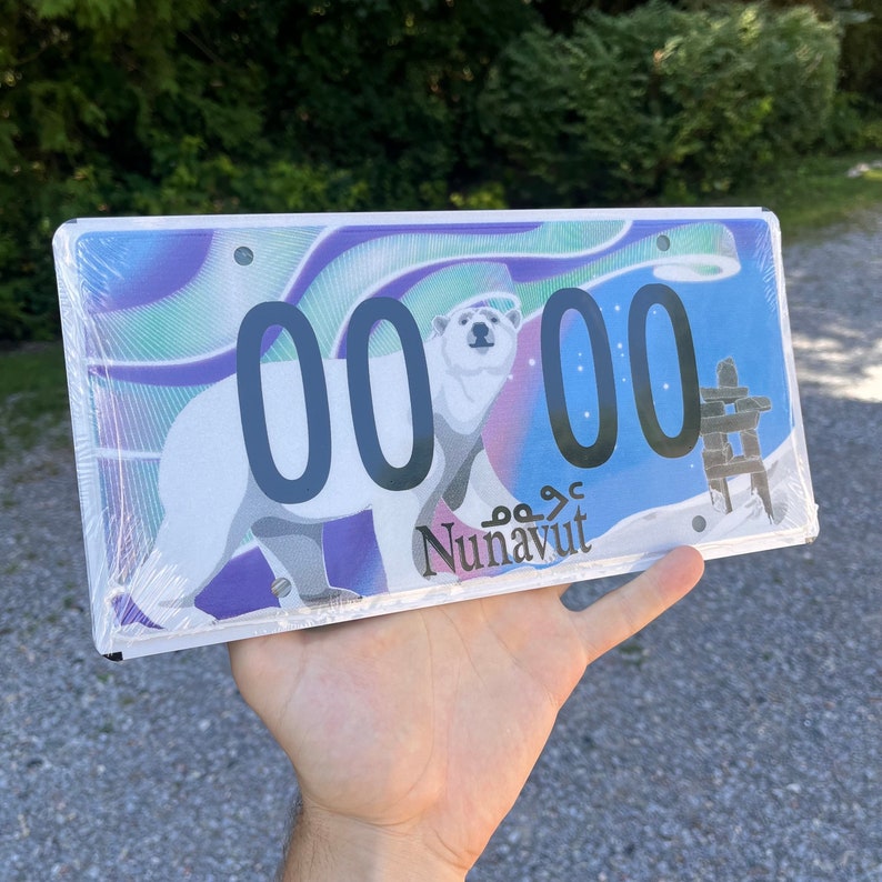 Nunavut Graphic Polar Bear Sample Passenger License Plate, Canada, Man ...