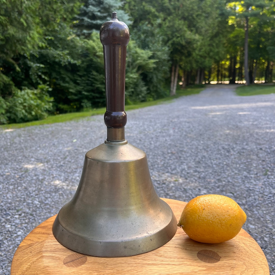Large Handheld Brass School / Dinner Bell, Brass Decor, Call / Service ...