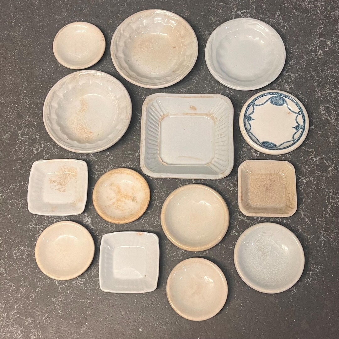 Collection of Antique Ironstone Butter Pats, Ring Dishes, Rustic Farmhouse, Country, Kitchen ...