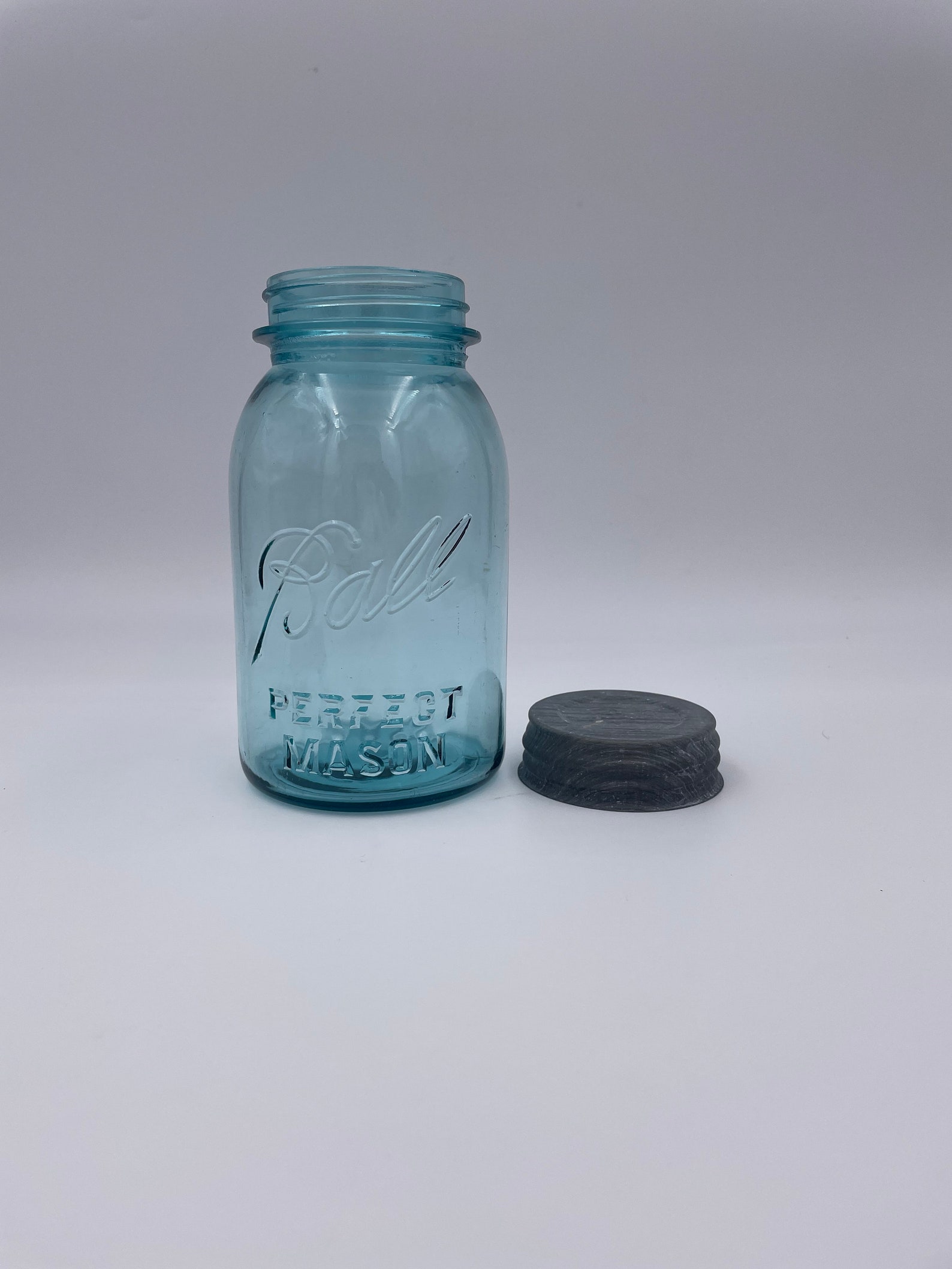 1922 'perfect Mason' Ball Glass Mason Jar W/ Zinc Lid (quart Sized) - Etsy