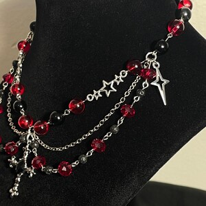 Vampire Necklace Gothic Necklace Beaded Necklace Handmade Cross Pendent ...
