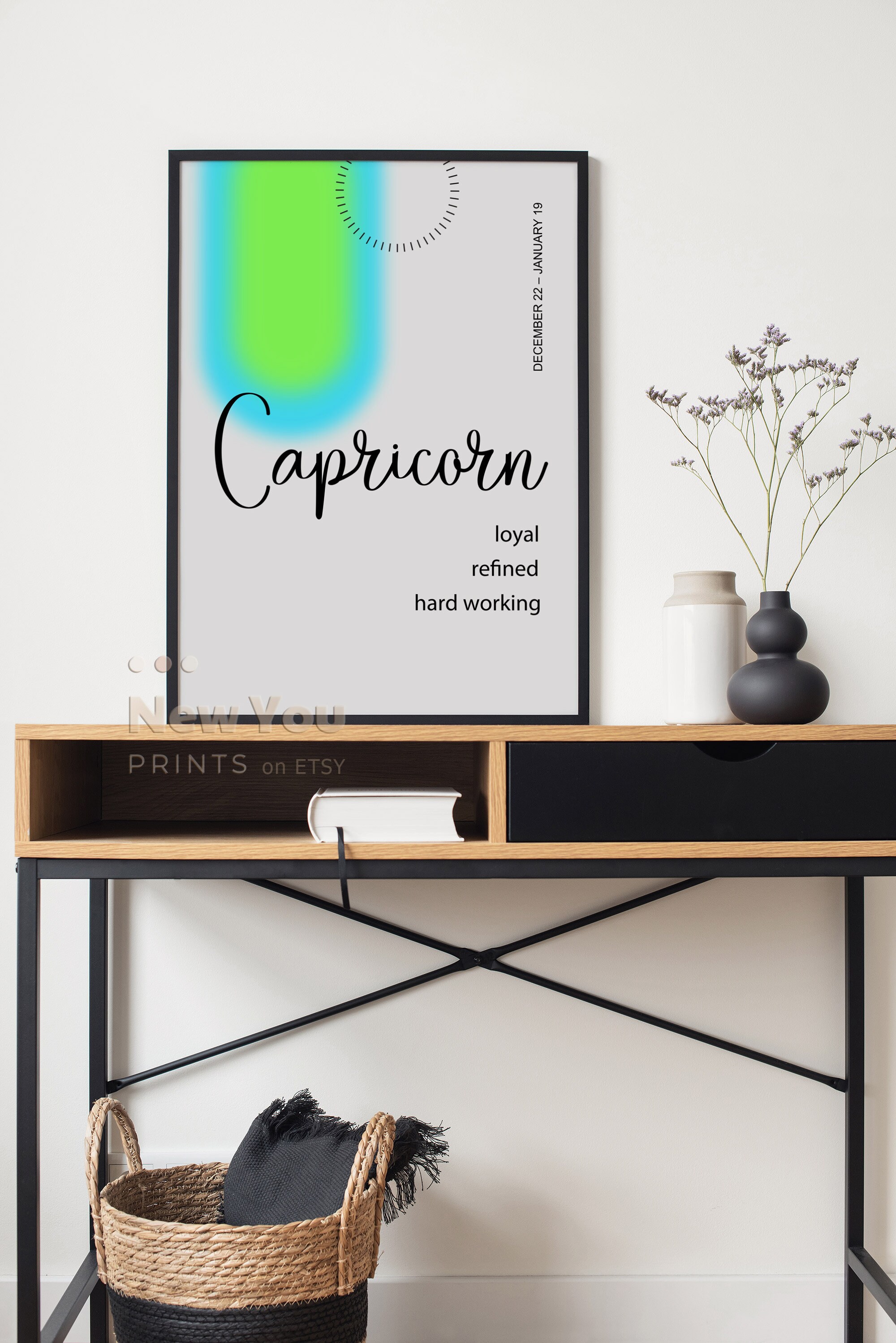 Capricorn Star Sign Wall Art Print, Modern Astrology Home Decor ...