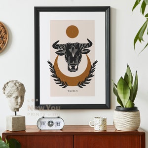Taurus Wall Art, Gift for Taurus, Taurus Print, Gift, Birthday, Zodiac ...