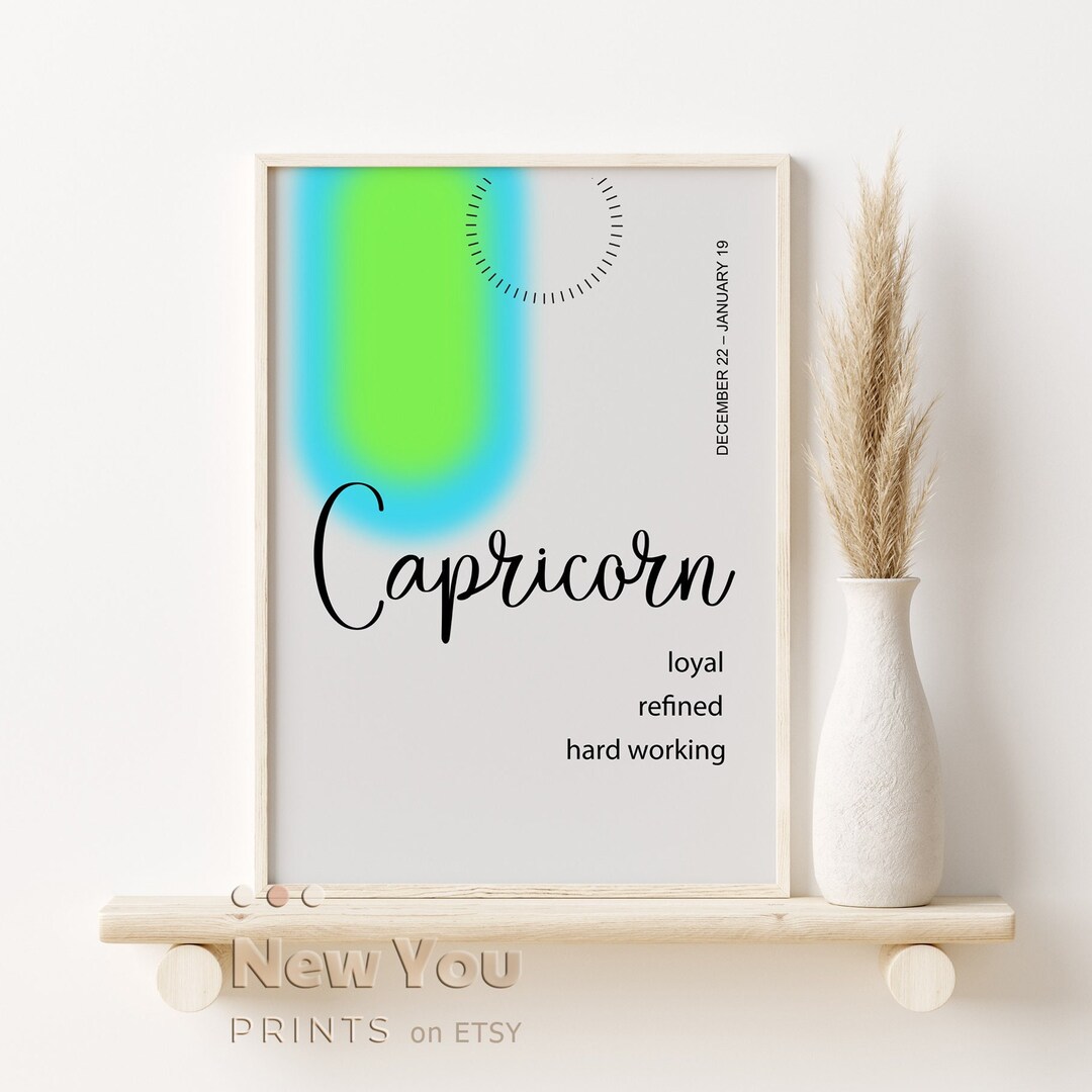 Capricorn Star Sign Wall Art Print, Modern Astrology Home Decor ...