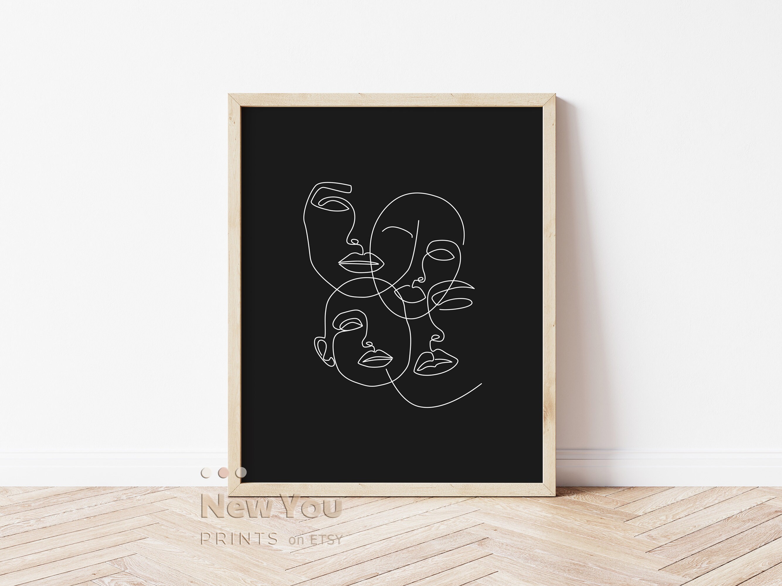 Line Art of Modern, Aesthetic Female Faces Drawing, One Line Art, Line ...