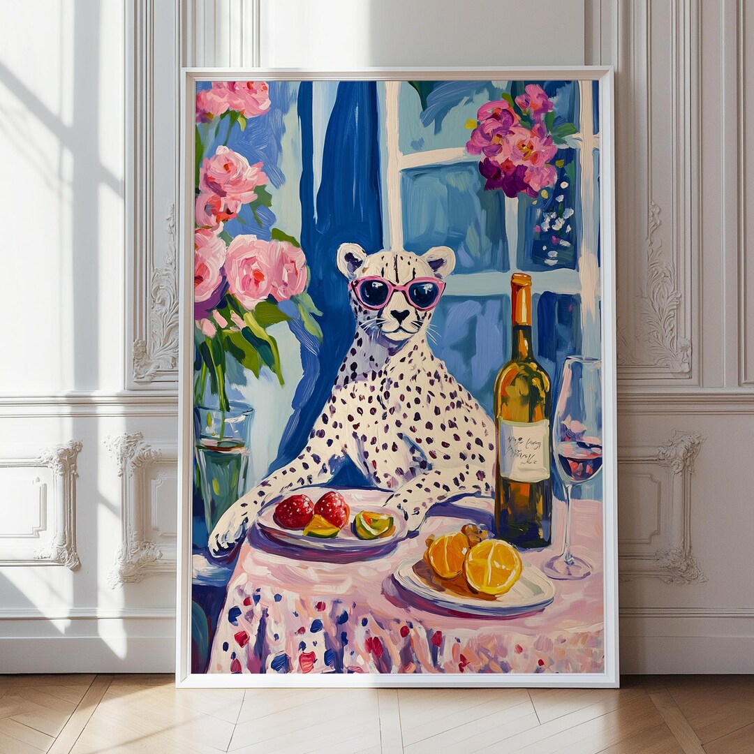 Cheetah Art Print, Matisse Style Painting, Home Decor, Digital Painting ...