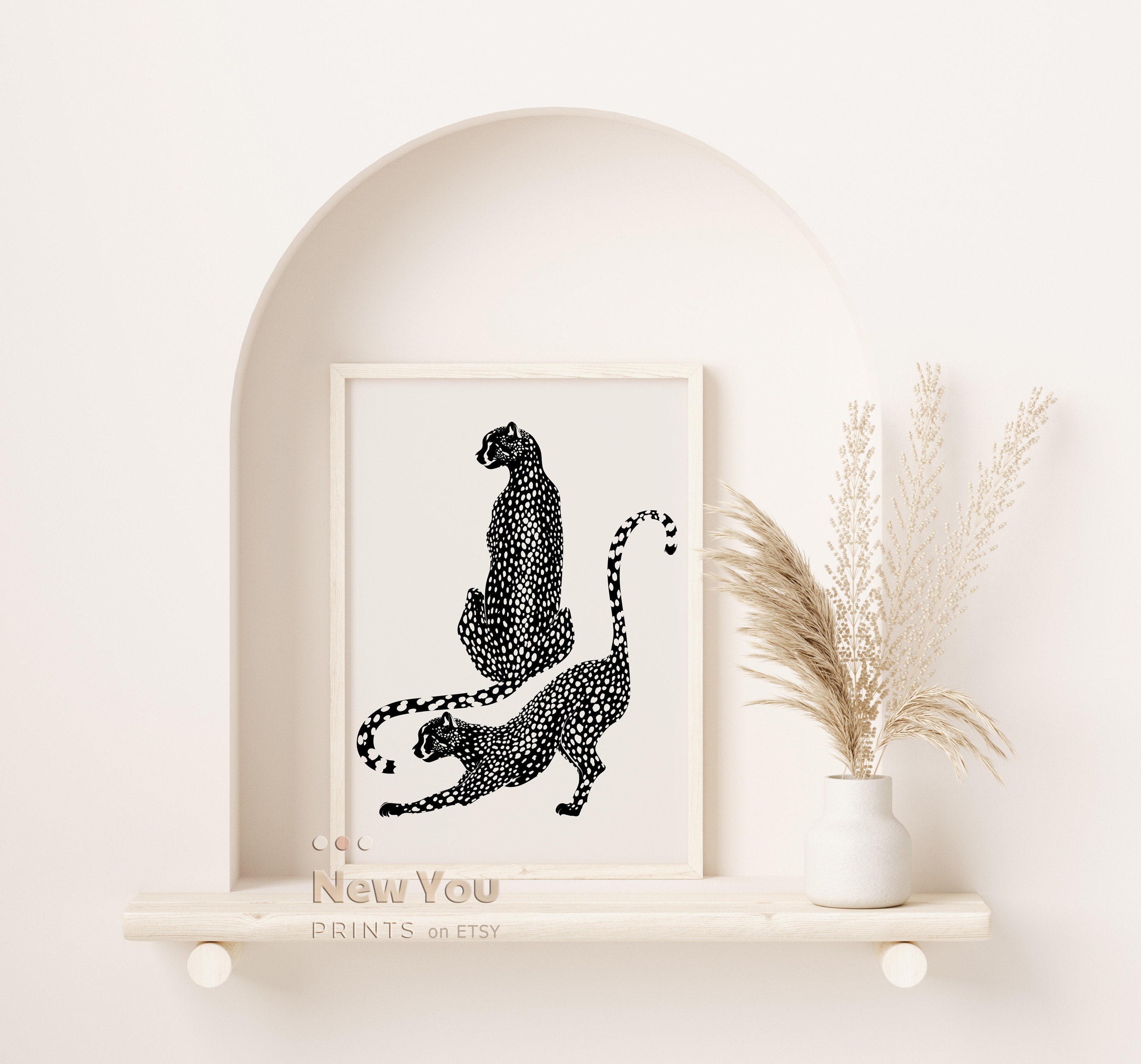 Black White Leopard Poster Cheetah Wall Art Tiger - Etsy