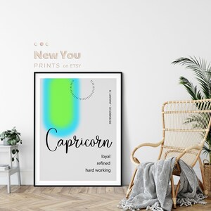 Capricorn Star Sign Wall Art Print, Modern Astrology Home Decor ...