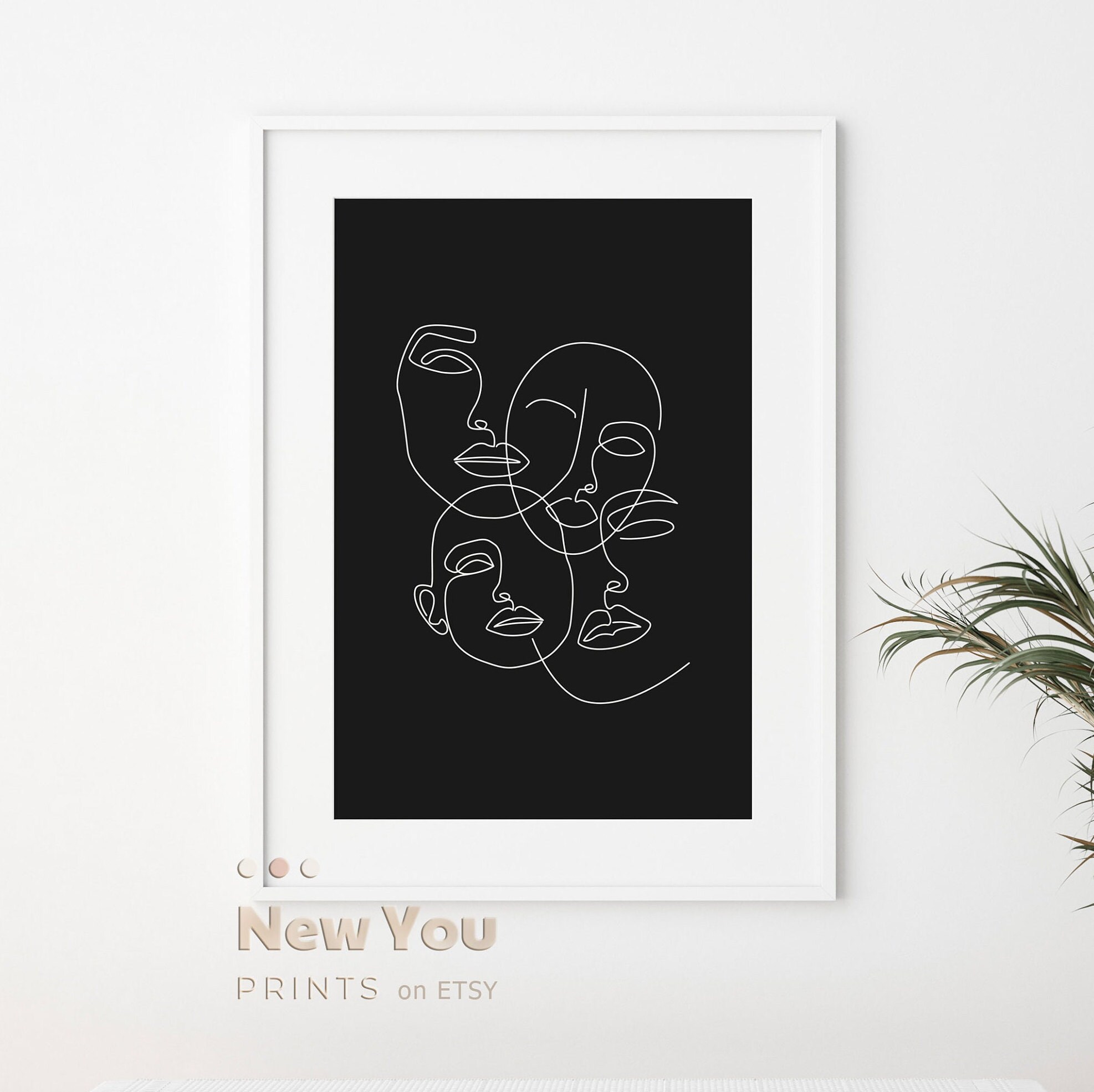 Line Art of Modern, Aesthetic Female Faces Drawing, One Line Art, Line ...