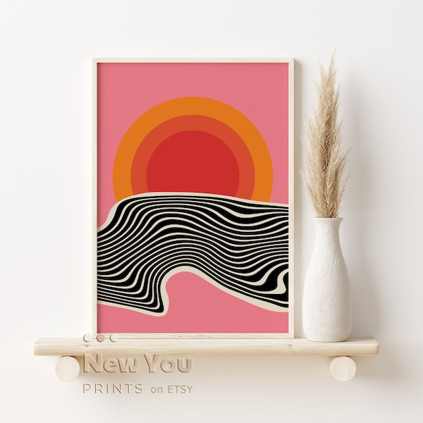 Retro Sunset Print - Etsy