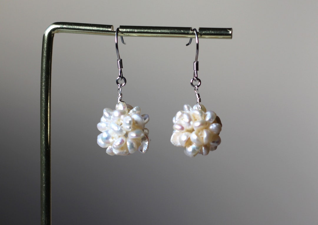 French Vintage Style Pearl Hook Earrings, Pearl Beads Earring, Pearls ...