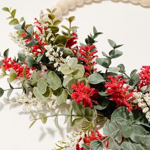 Winter Holiday Wreath for Modern Farmhouse - Wood Bead Hoop Wreath ...