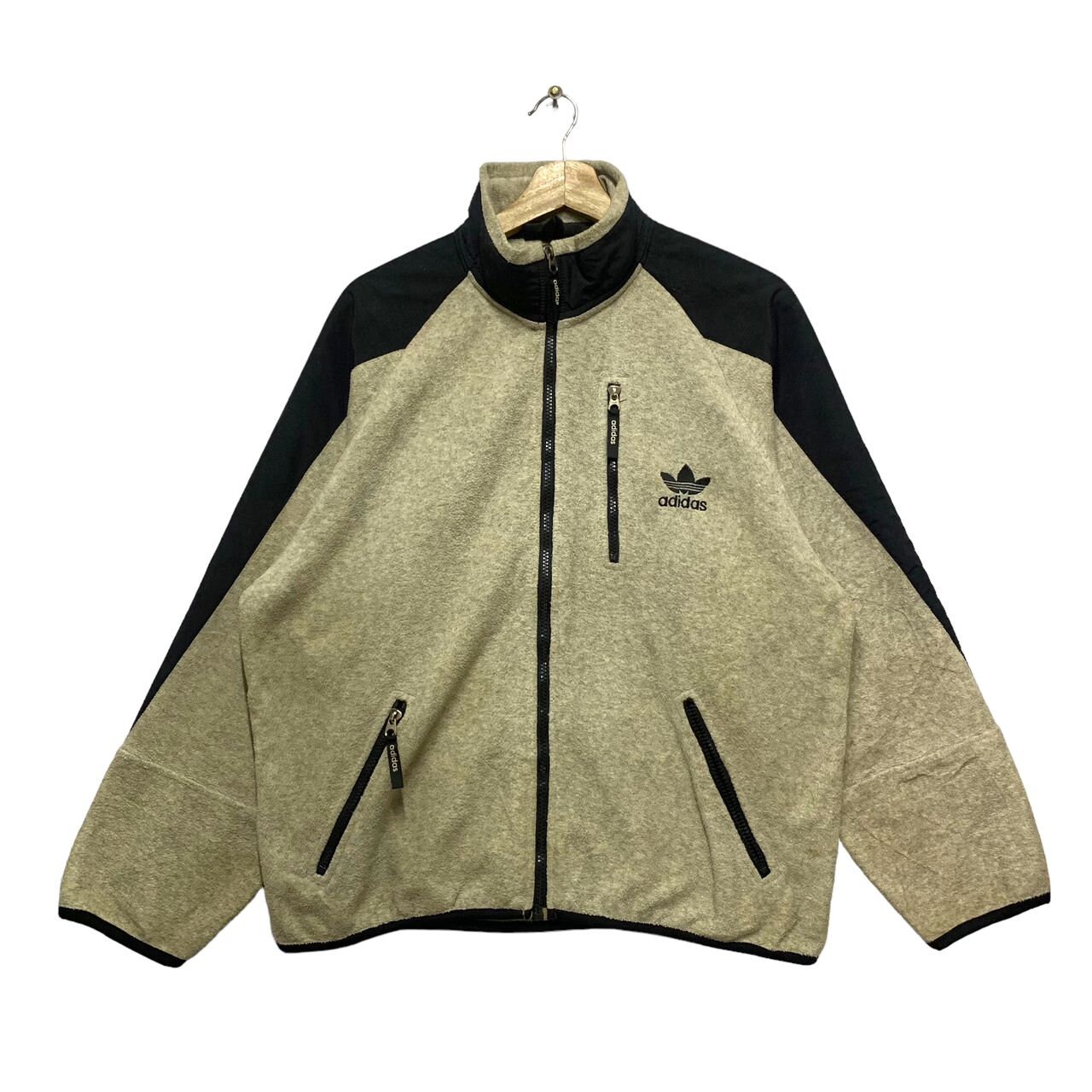 Vintage Adidas Fleece Jacket,medium Size,gray Color,embroidered Big ...