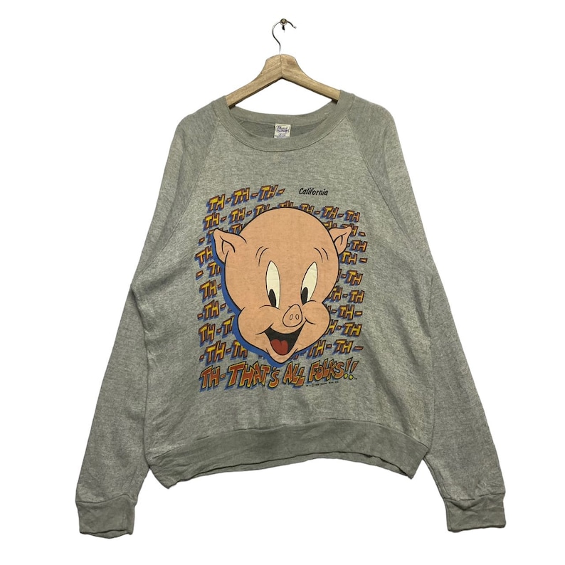 Vintage 1990 Porky Pig Cartoon Character Warner Bros Sweatshirt,large ...