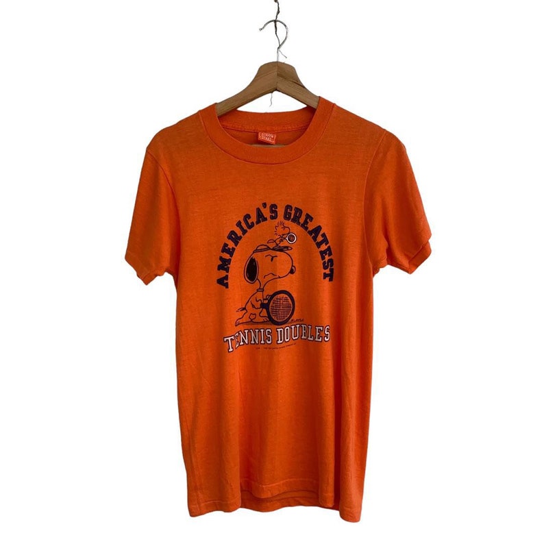 70s Vintage Snoopy Tennis Doubles Orange Screen Stars Label - Etsy