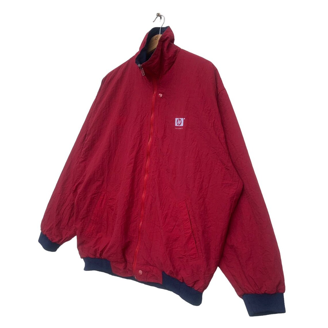 Vintage HP Invent Reversible Windbreaker Jacket Embroidered Big Logo ...