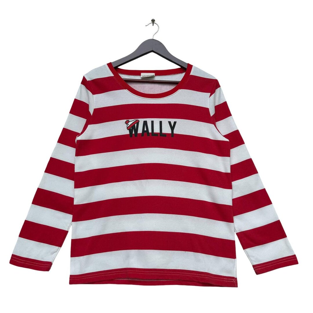 Vintage Where's Wally? Red and White Striped Shirt,long Sleeve Shirt ...