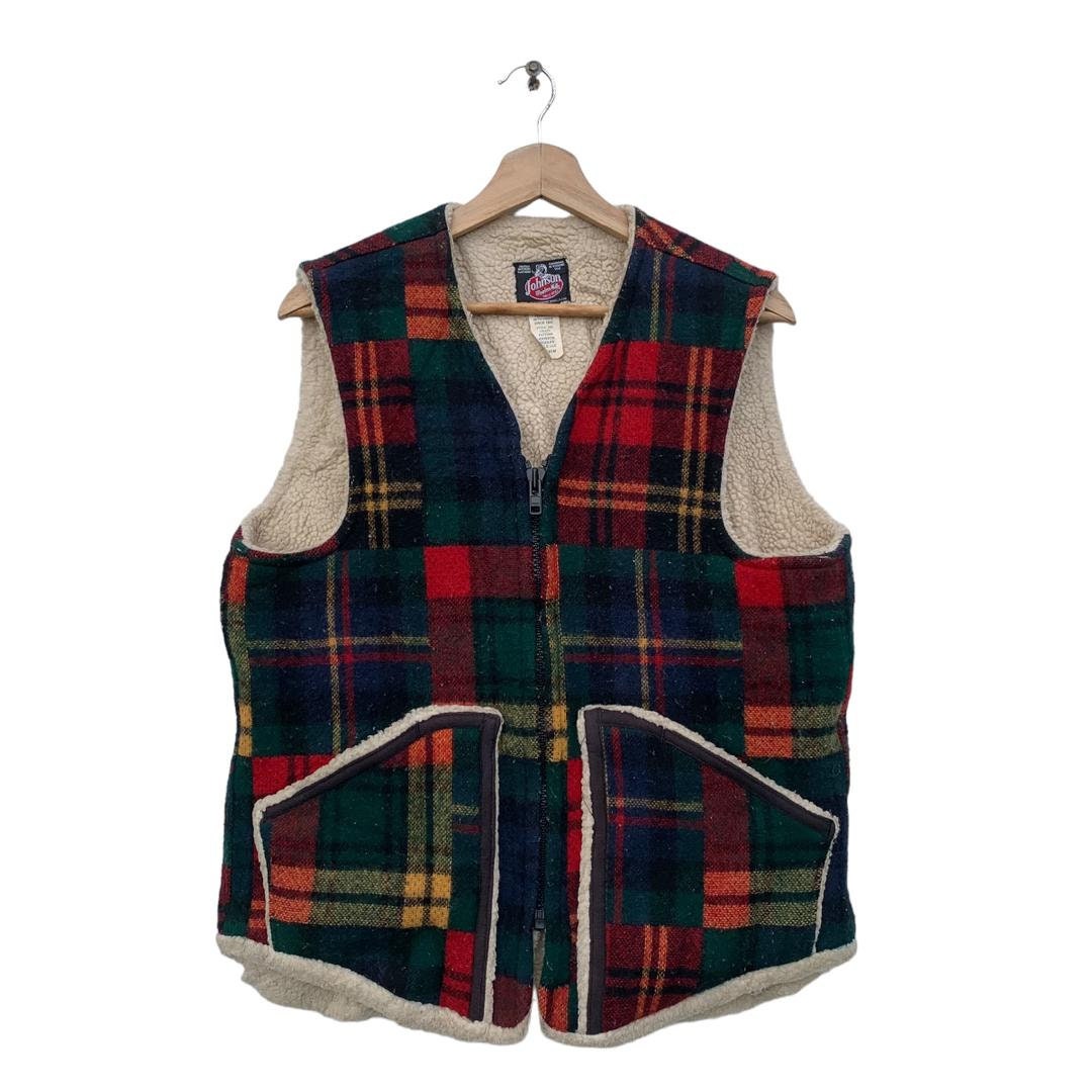 Vintage Wool Plaid Vest Sherpa Lined Johnson Woolen Mills USA Made ...