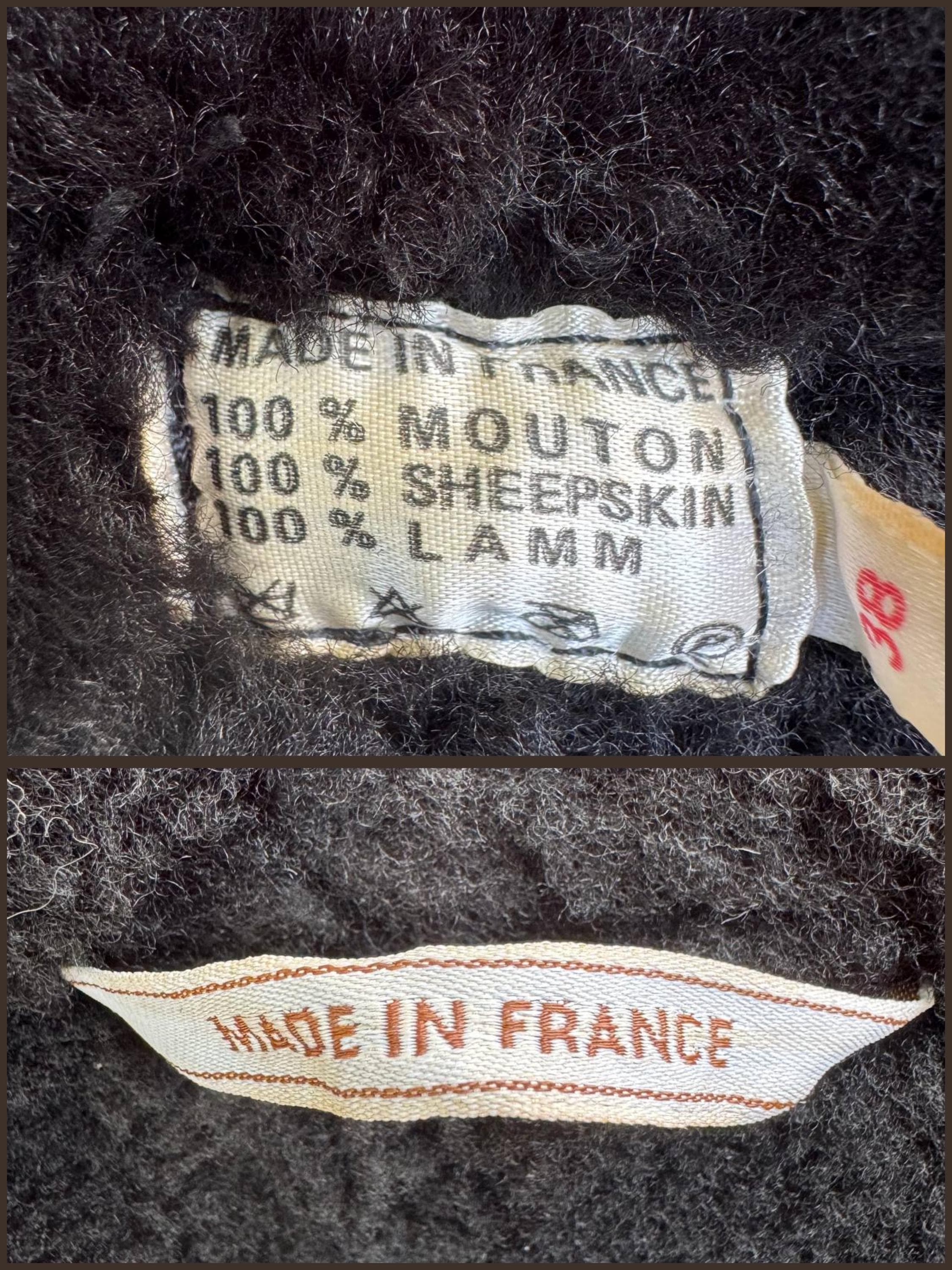 Vintage O'ned Black Faux Fur Lined Aviator Woman Jacket Made in France ...